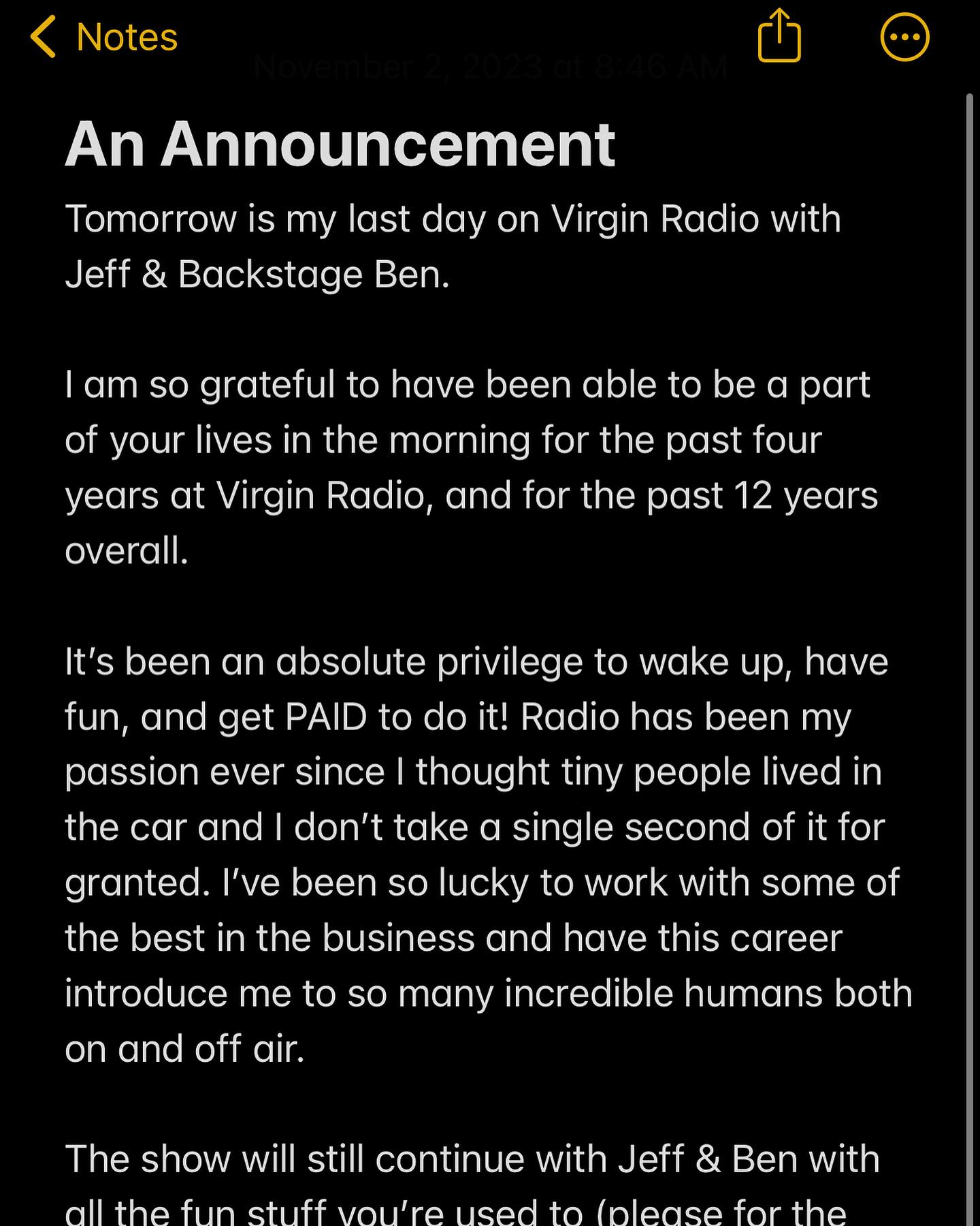 Laura Geddes has left the Virgin KW and London Breakfast show ...